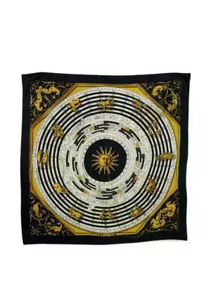 Hermès Dies Et Hore Silk Scarf Black