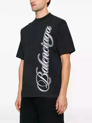 Balenciaga Cursive Medium Fit T-shirt In /white