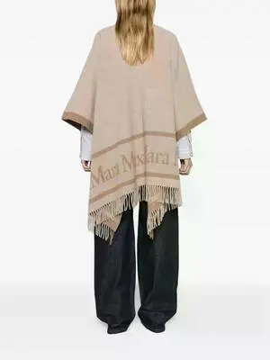 Max Mara Jacquard Wool Poncho Beige