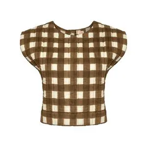 SUNSHINE TIENDA Painted Gingham Quilted Greta Top