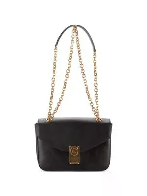 Celine C Chain Flap Leather Shoulder Bag - Black