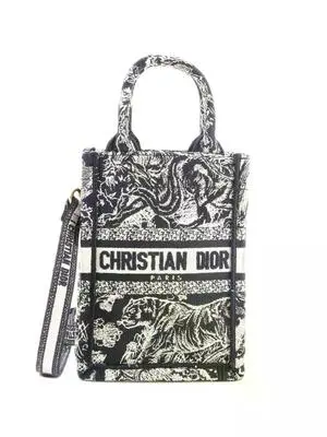 Dior Book Tote Phone Bag Embroidered Canvas Mini Crossbody Bag - Blue