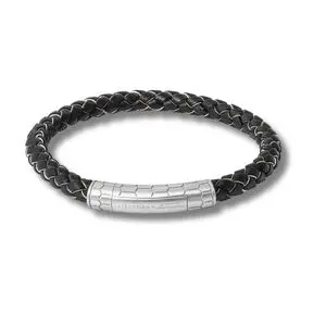 Tateossian Automobili Lamborghini Hex Click Pelle Bracelet In Black - Black/silver