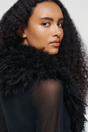 AFRM Nymia Fur Collar Long Sleeve Top