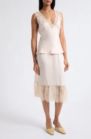 Posse Blake Silk Tank Top With Lace Trim