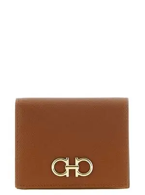 FERRAGAMO Gancini' Compact Wallet - Brown