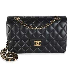 CHANEL Black Quilted Lambskin Small Classic Double Flap Bag