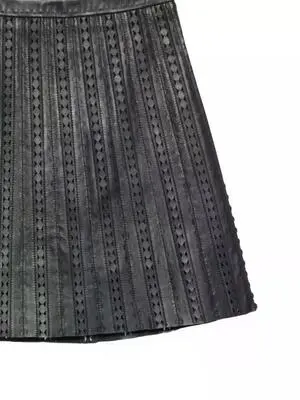YVES SALOMON Perforated Panelled Leather Mini Skirt