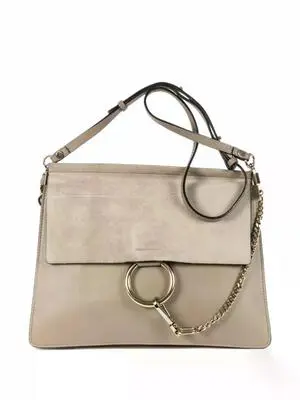 Chloé Medium Faye Leather Shoulder Bag - Grey