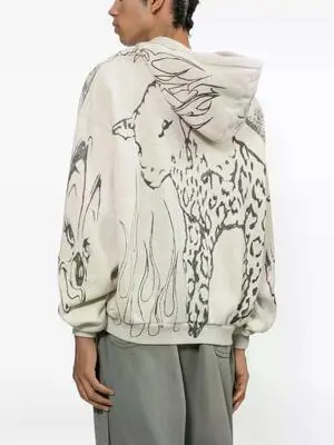 HELLSTAR Graffiti-print Zip-up Hoodie