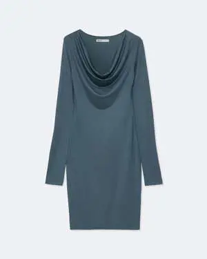 ALLSAINTS Lilla Cowl-neck Bodycon Midi Dress Blue