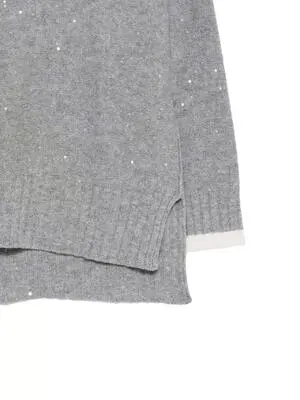 Lorena Antoniazzi Reversible Sequin-embellished Side-slit Sweater