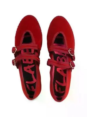 FLABELUS Claire Velvet Double-strap Ballet Flats