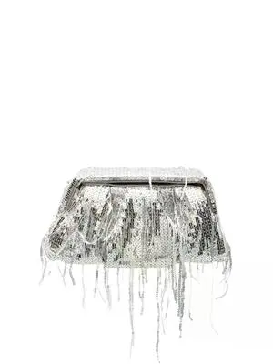 THEMOIRE Athena Sequin-embellished Fringed Clutch Bag - Silver