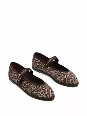 FLABELUS Pierre Leopard-print Velvet Ballet Flats - Brown