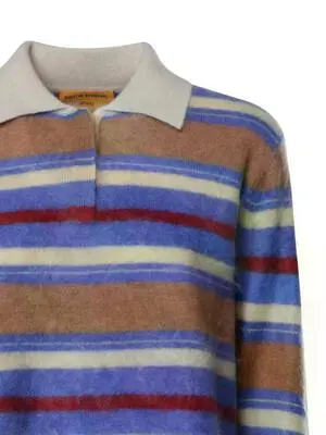 Guest In Residence Striped Polo-collar Sweater