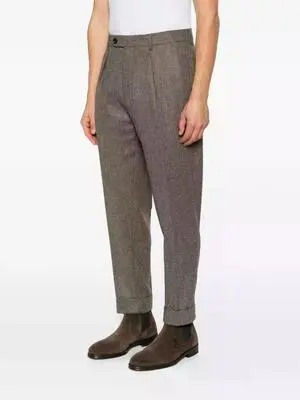 BERWICH Chiaia Herringbone Pleated Trousers - Neutrals