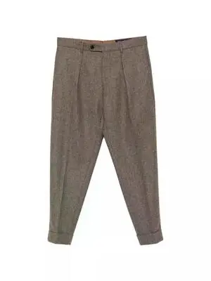 BERWICH Chiaia Herringbone Pleated Trousers - Neutrals