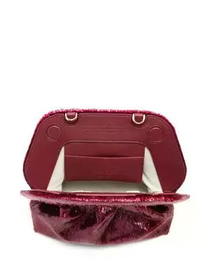 THEMOIRE Small Bios Metallic Pleated Clutch Bag