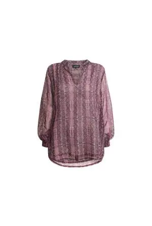 JAMES LAKELAND Snake Print Sheer-sleeve Blouse - Purple