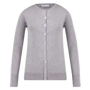 PERALUNA Mila O-neck Basic Cotton Cardigan - Grey