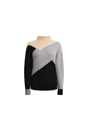 JAMES LAKELAND Geometric Colour-block High-neck Jumper