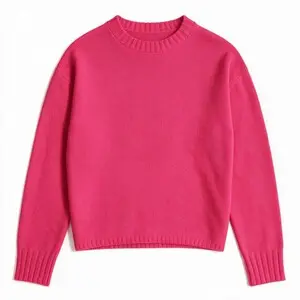 BRODIE CASHMERE Cable Sleeve Crew Bright Cherry - Red
