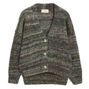 PERALUNA Napoli Alpaca Blend Knit Cardigan In Anthracite Marl - Grey