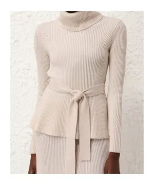 Zimmermann Illustration Self-tied Waist Peplum Jumper