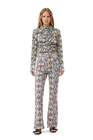 GANNI Python Printed Flared Trousers