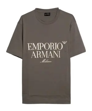 Emporio Armani Logo Embroidered Crewneck T-shirt - Grey