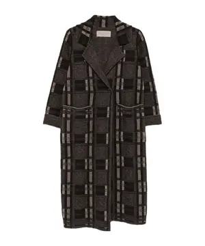 D.exterior Checked Long Coat