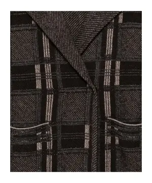 D.exterior Checked Long Coat