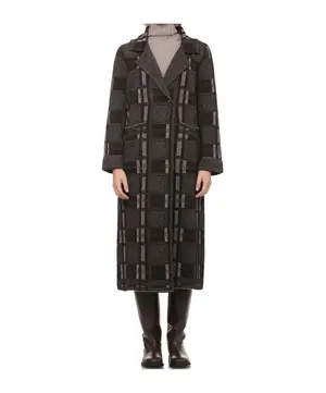 D.exterior Checked Long Coat