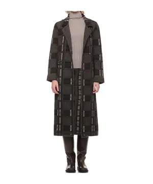 D.exterior Checked Long Coat