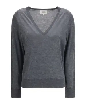 Loulou De Saison Ribbed V-neck Knit Sweater