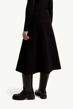 Moncler Bouclé Wool Blend Midi Skirt