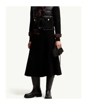 Moncler Bouclé Wool Blend Midi Skirt