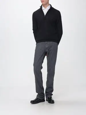 Etro Wool And Silk Half-zip Turtleneck Jumper With Embroidered Pegaso Logo