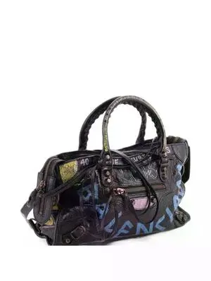 Balenciaga City Graffiti Classic Studs Bag Leather Small Satchel
