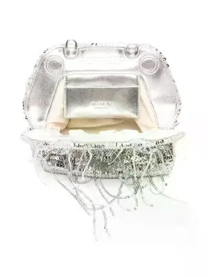 THEMOIRE Small Bios Sequin-embellished Fringed Clutch Bag - Silver