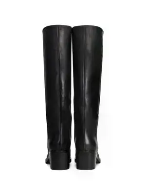Elena Iachi Aramis Ebony Logo-embroidered Knee-high Boots