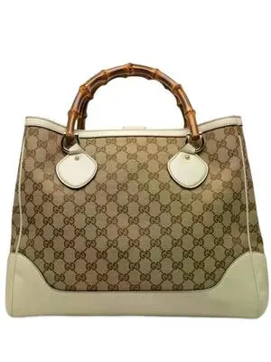 Gucci 2000-2015 Gg Canvas Bamboo Diana Tote Bag