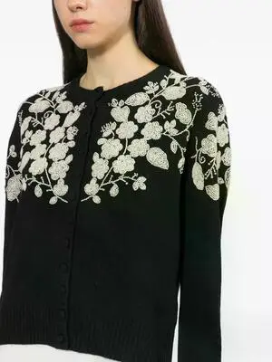 Sea Bead-embellished Floral Cardigan
