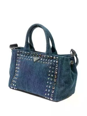 Prada Small Canapa Rhinestone Tote Bag