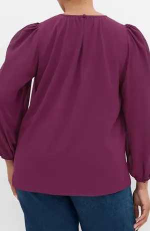 City Chic Kelly Sheer Sleeve Top - Jam