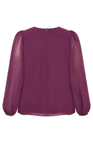 City Chic Kelly Sheer Sleeve Top - Jam