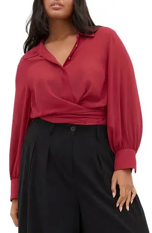 City Chic Jane Tie Hem Shirt - Sienna