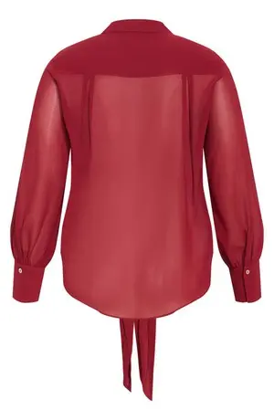 City Chic Jane Tie Hem Shirt - Sienna