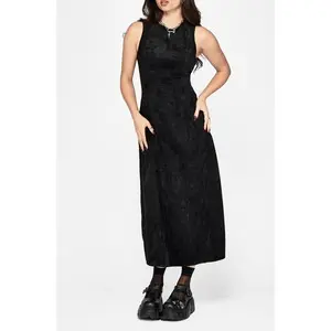 DISTURBIA Velis Suedette Strap Midi Dress - Black